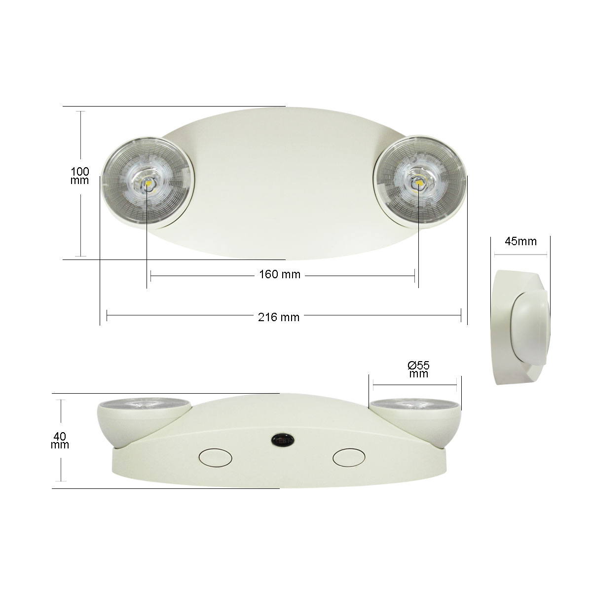 Lámpara de emergencia doble ojo punto - Iluminacion LED JWJ Comercial ...