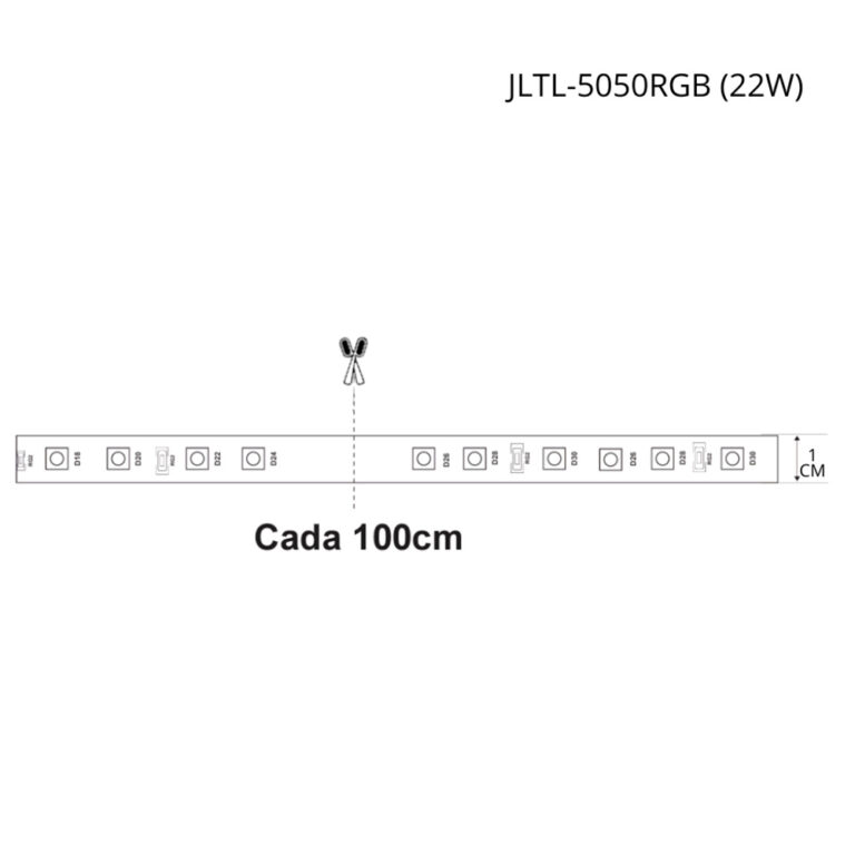 Tira Led Exterior 22w Rgb 5m Iluminacion Led Jwj Comercial México