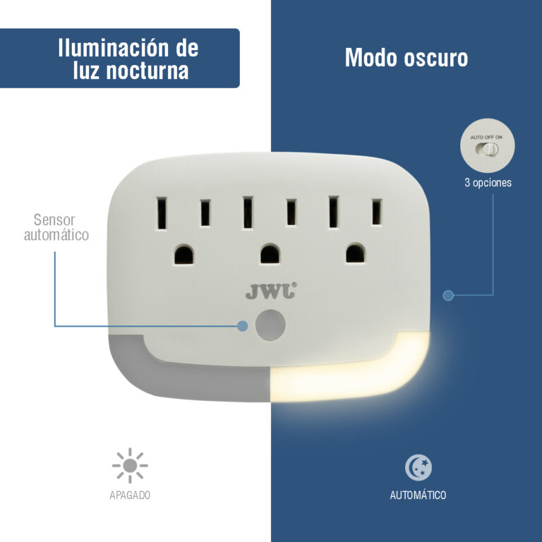 Multicontacto con luz nocturna - Iluminacion LED JWJ Comercial México