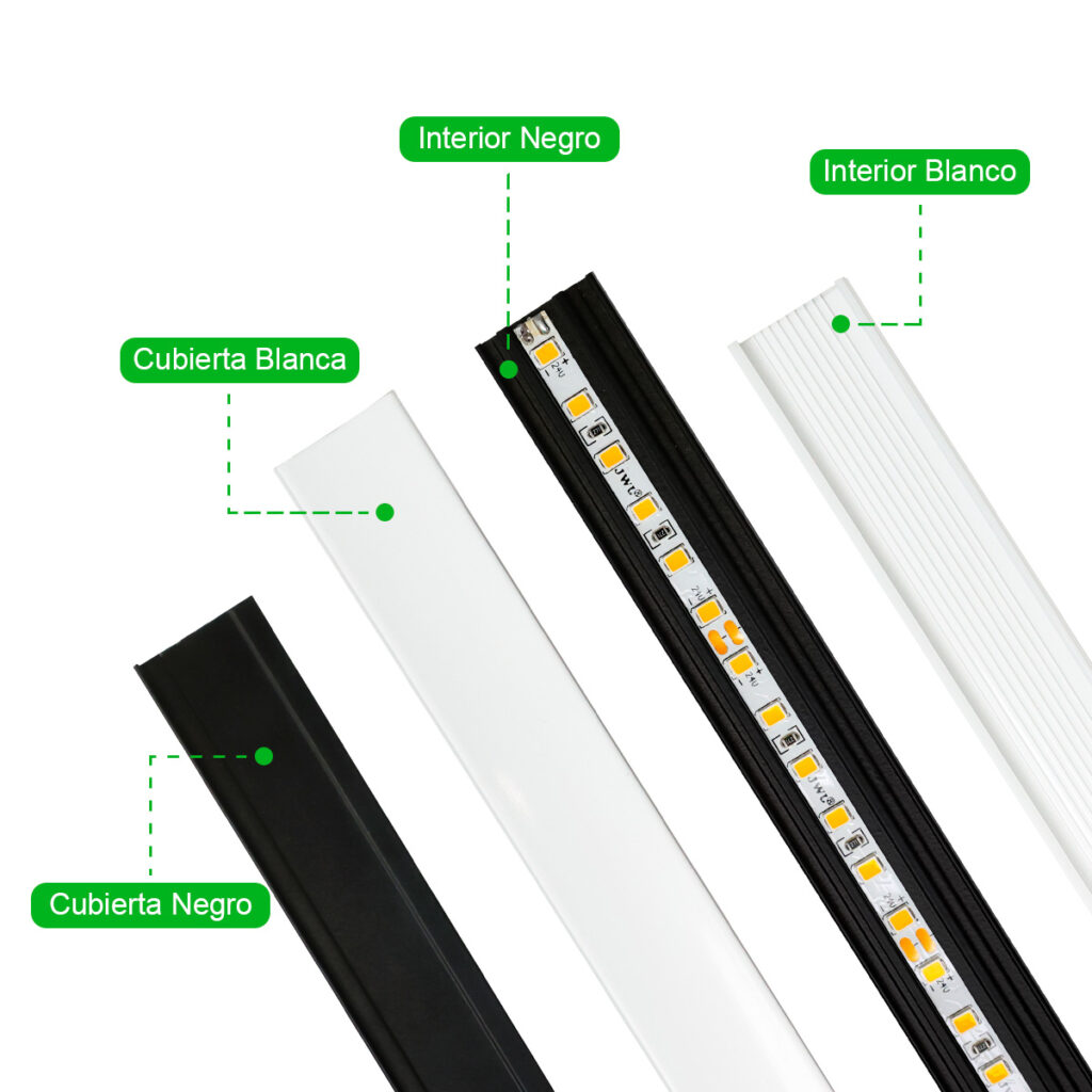 Perfil de aluminio con difusor lateral - Iluminacion LED JWJ Comercial ...